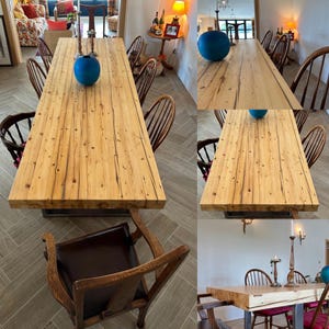 Reclaimed Beams Dining Table Black Steel Legs Industrial Loft Rustic Style Organic Barn Wood ...