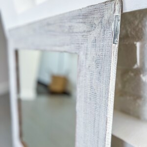 Mirror in a Old White Wooden Frame Reclaimed Unique Wood Rustic ...