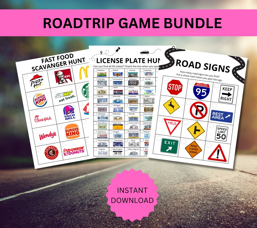 Road Trip Game Bundle. Printable Road Trip Games. Printable Games for ...