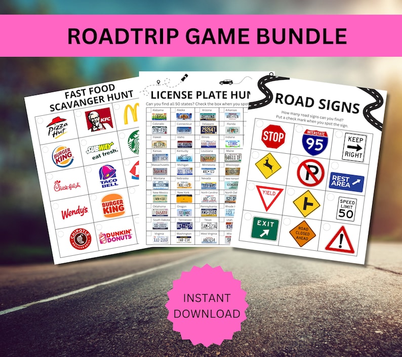 Road Trip Game Bundle. Printable Road Trip Games. Printable Games for ...