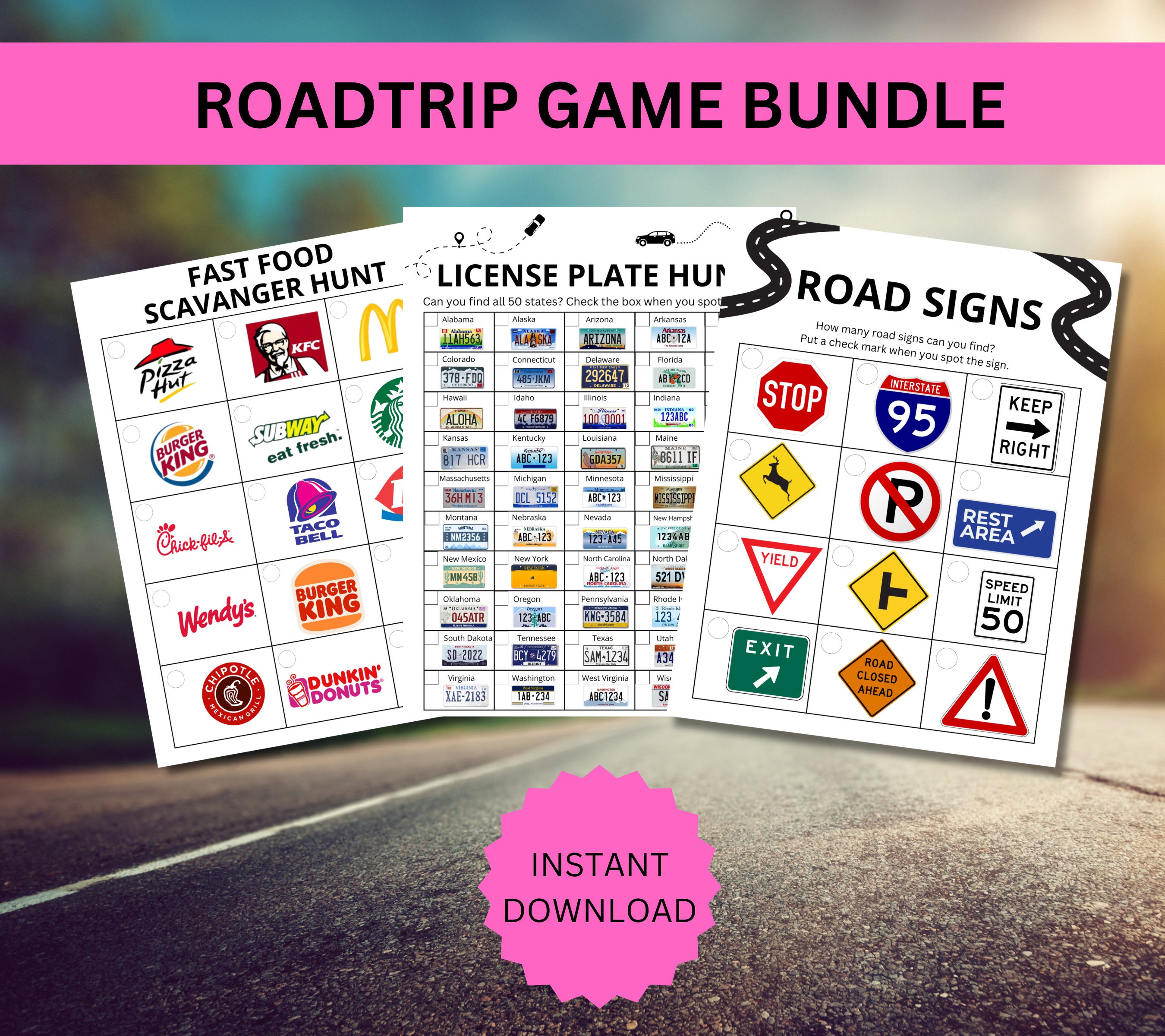 Road Trip Game Bundle. Printable Road Trip Games. Printable Games for ...