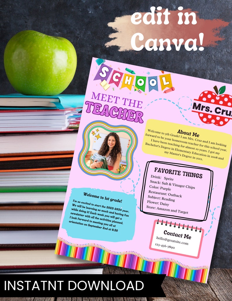 Meet the Teacher Editable Meet the Teacher Colorful Template - Etsy