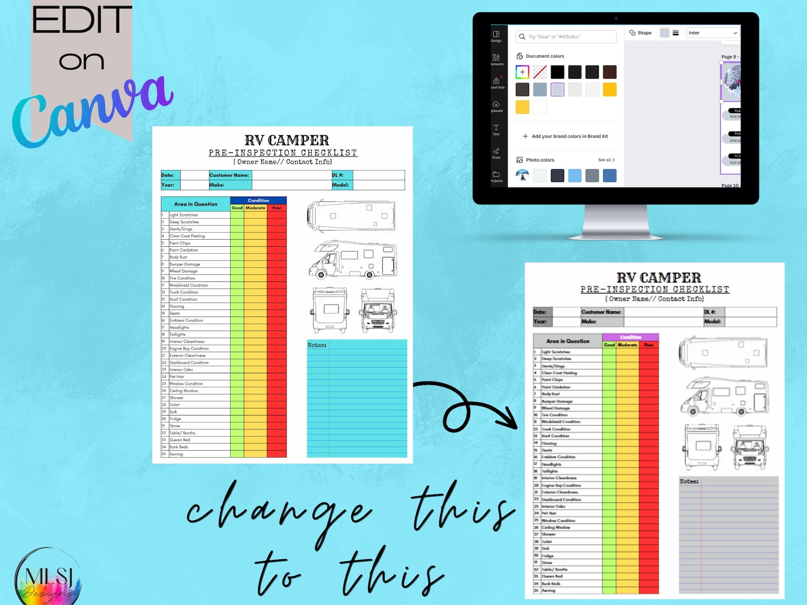 RV CAMPER Inspection Checklist, Teardown Checklist, Setup Checklist ...