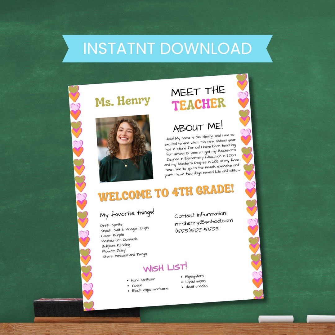 Meet the Teacher Editable, Meet the Teacher Colorful Template, Editable ...