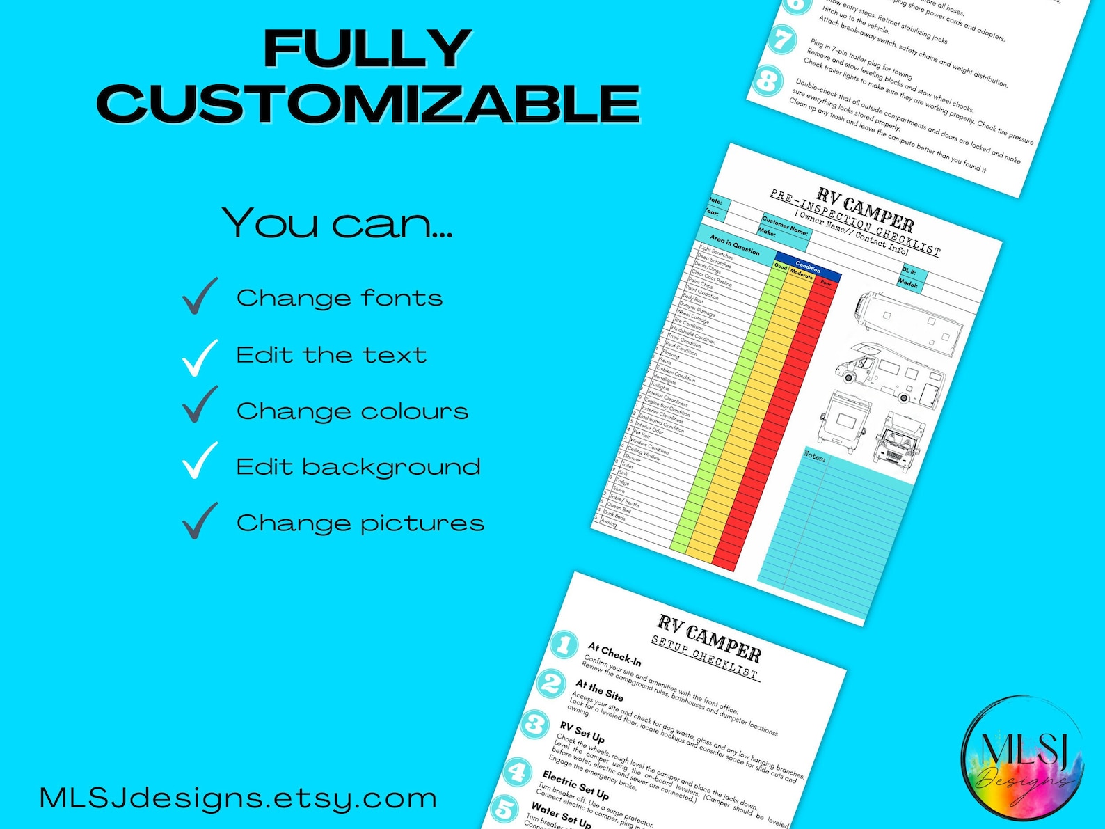 RV CAMPER Inspection Checklist, Teardown Checklist, Setup Checklist ...
