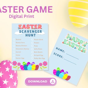 EASTER GAMES PRINTABLE - Easter Scavenger Hunt for Kids, Digital Print ...