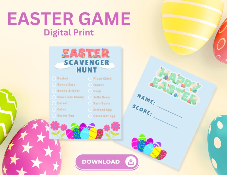EASTER GAMES PRINTABLE - Easter Scavenger Hunt for Kids, Digital Print ...