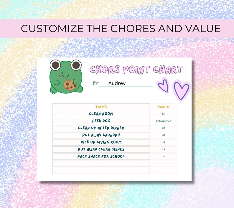 Digital Chore Chart for Kids. Editable Chore Chart. Chore Chart ...