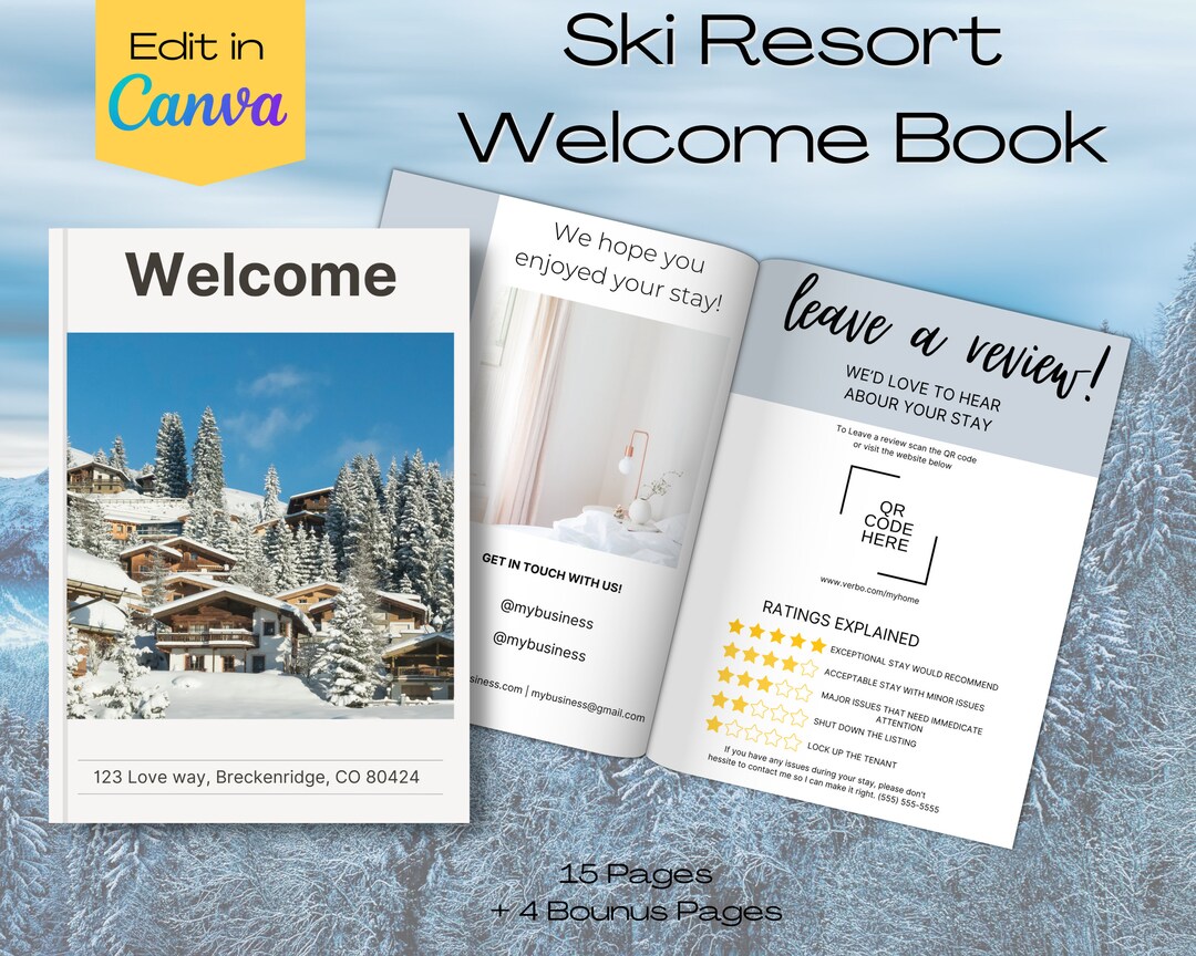 Ski Resort Airbnb, Welcome Book Template, Vacation Rental Welcome Book ...