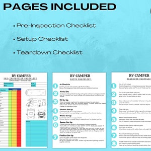 RV CAMPER Inspection Checklist, Teardown Checklist, Setup Checklist ...