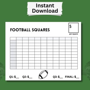 Fully Editable Printable Football Squares, Football Square Grid ...