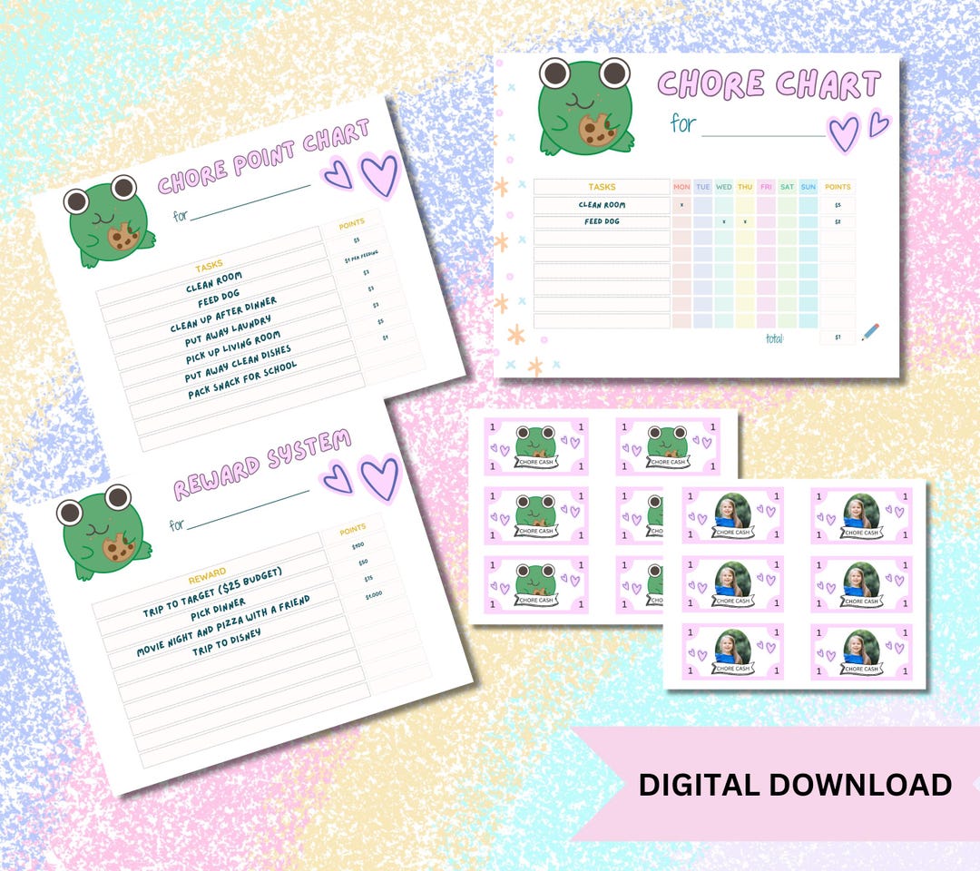 Digital Chore Chart for Kids. Editable Chore Chart. Chore Chart ...