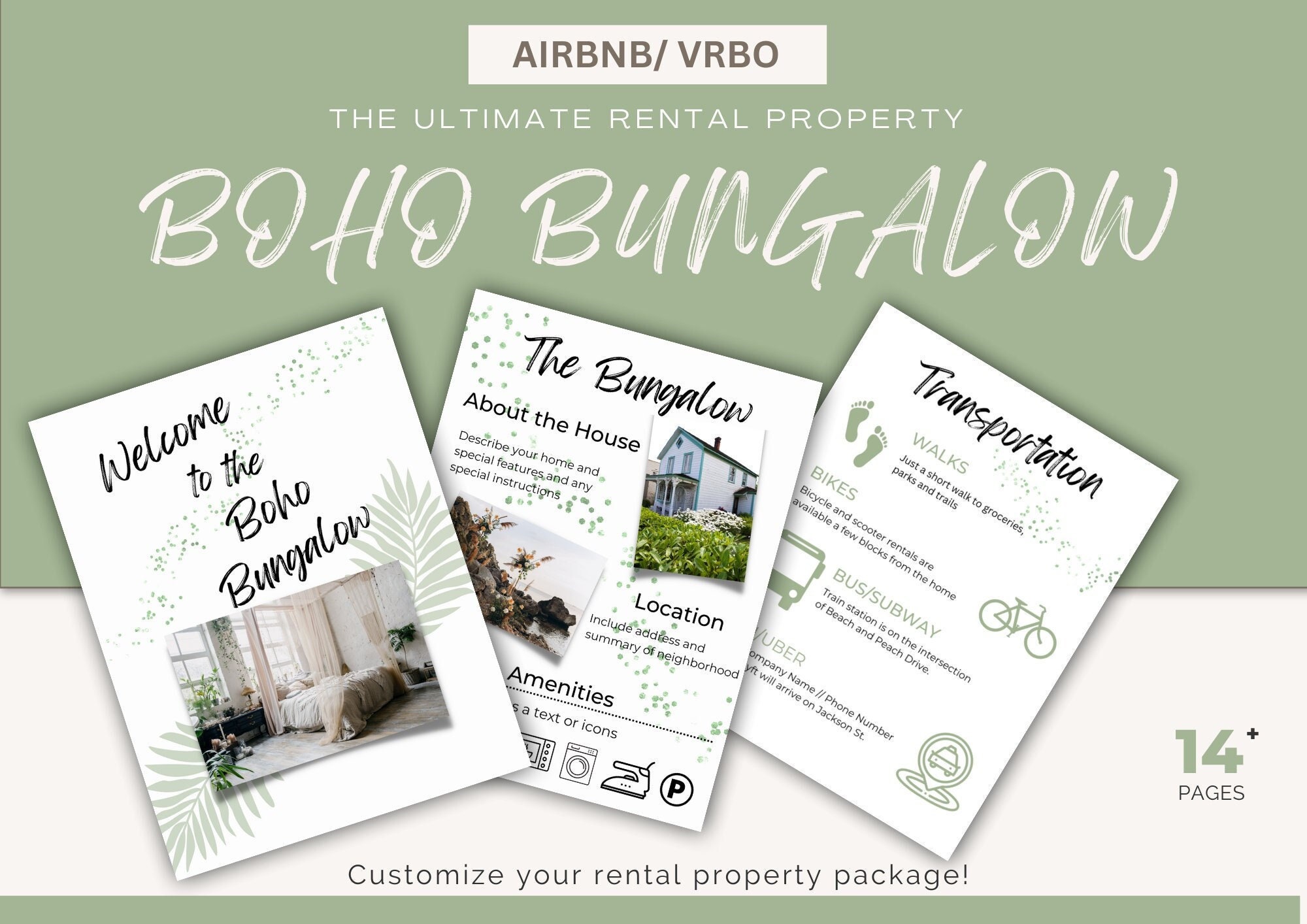 Boho Bungalow, Airbnb Welcome Book Template, Vacation Rental, VRBO ...