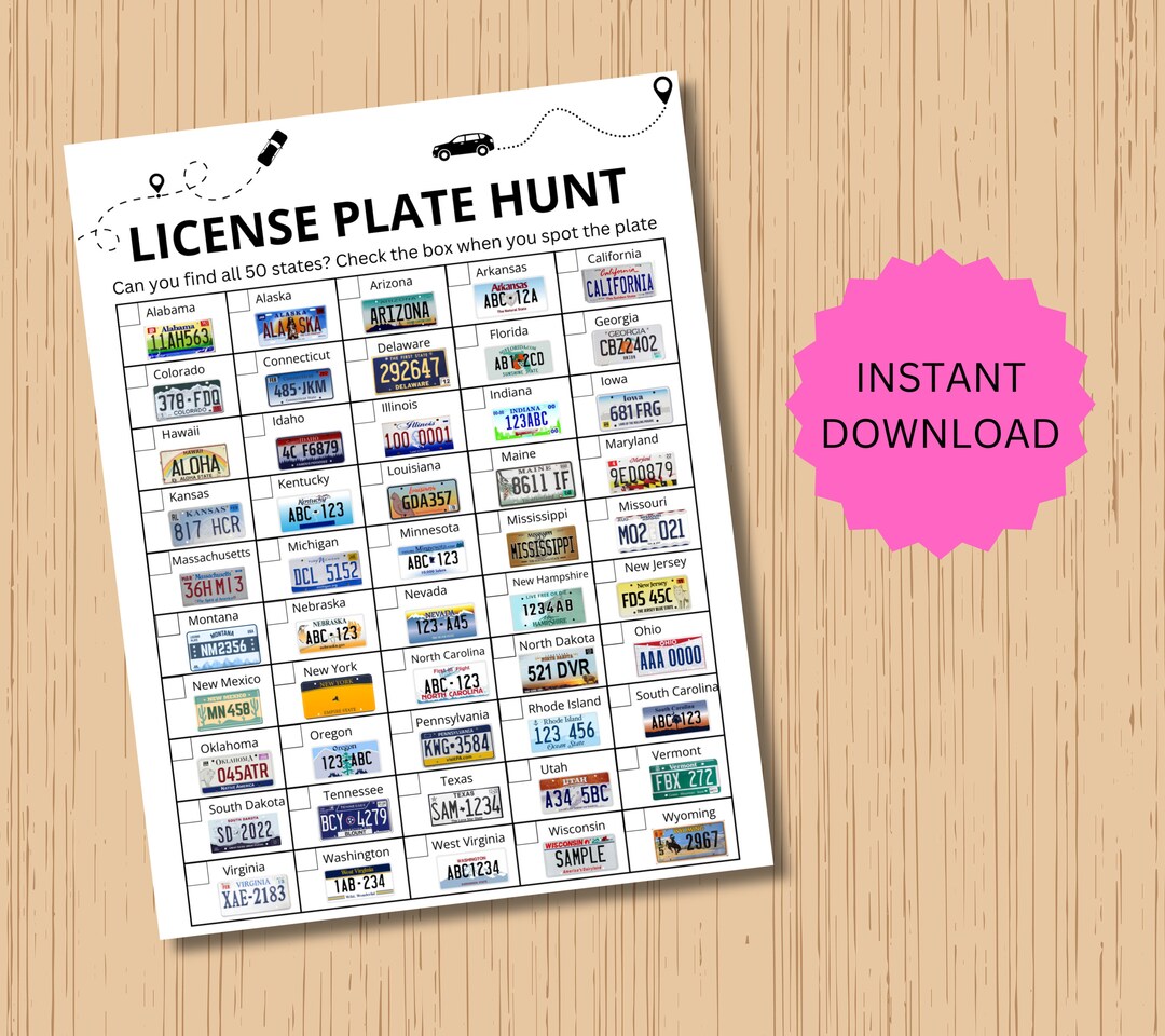 Road Trip Game. Printable Road Trip Games. License Plate Game ...