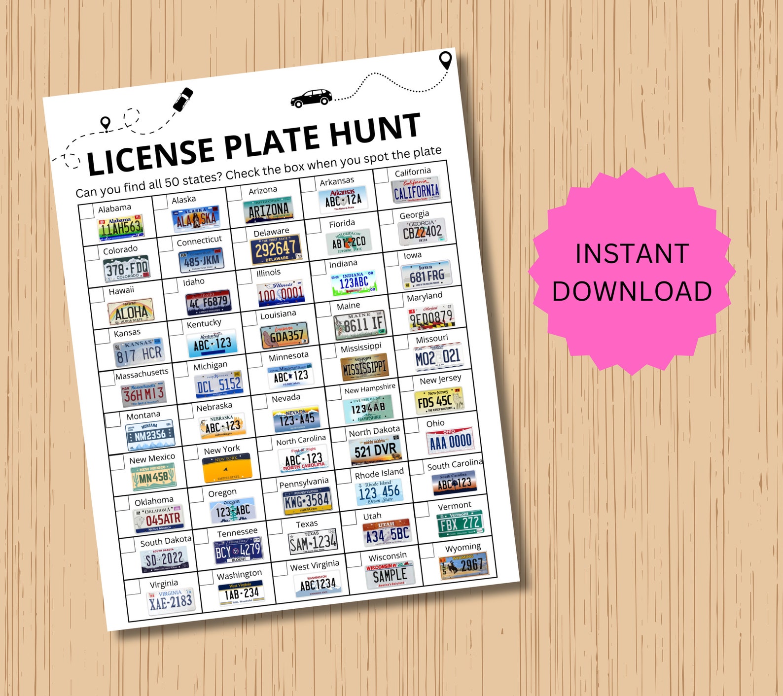 Road Trip Game. Printable Road Trip Games. License Plate Game ...