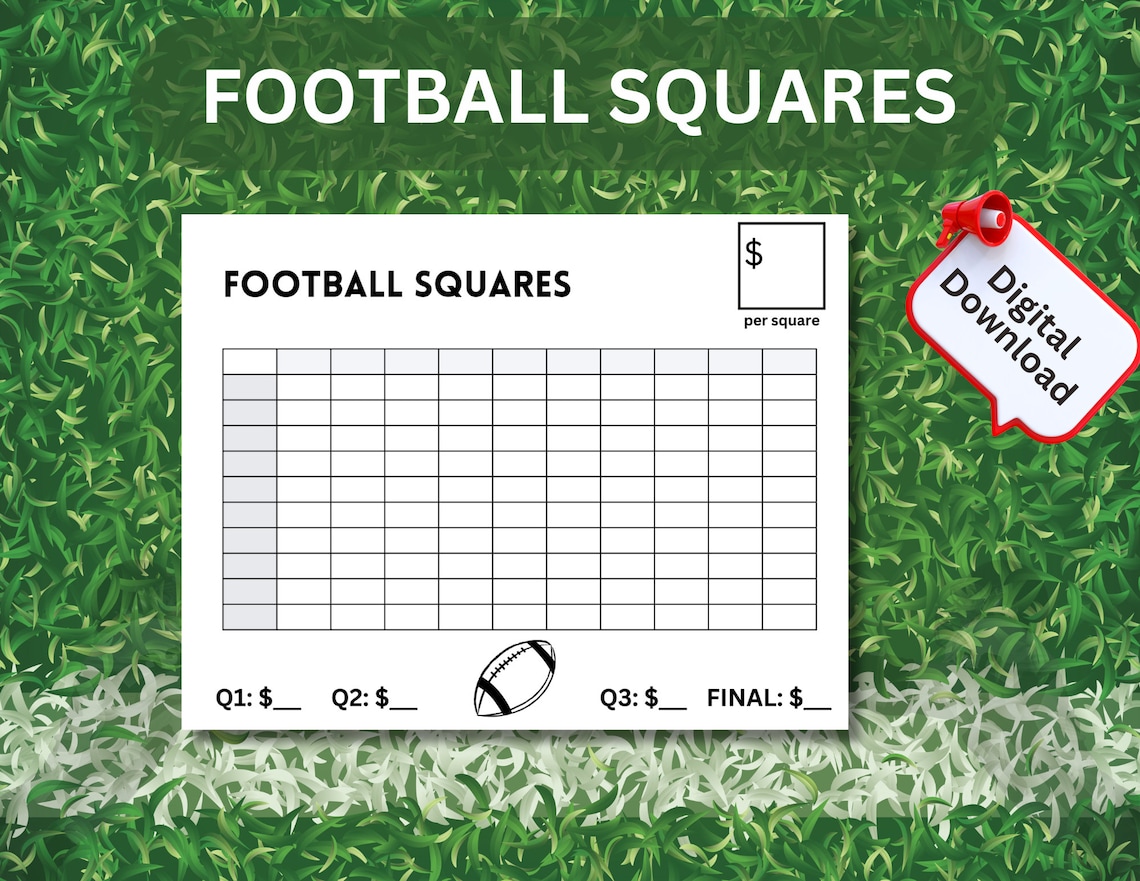 Fully Editable Printable Football Squares, Football Square Grid ...