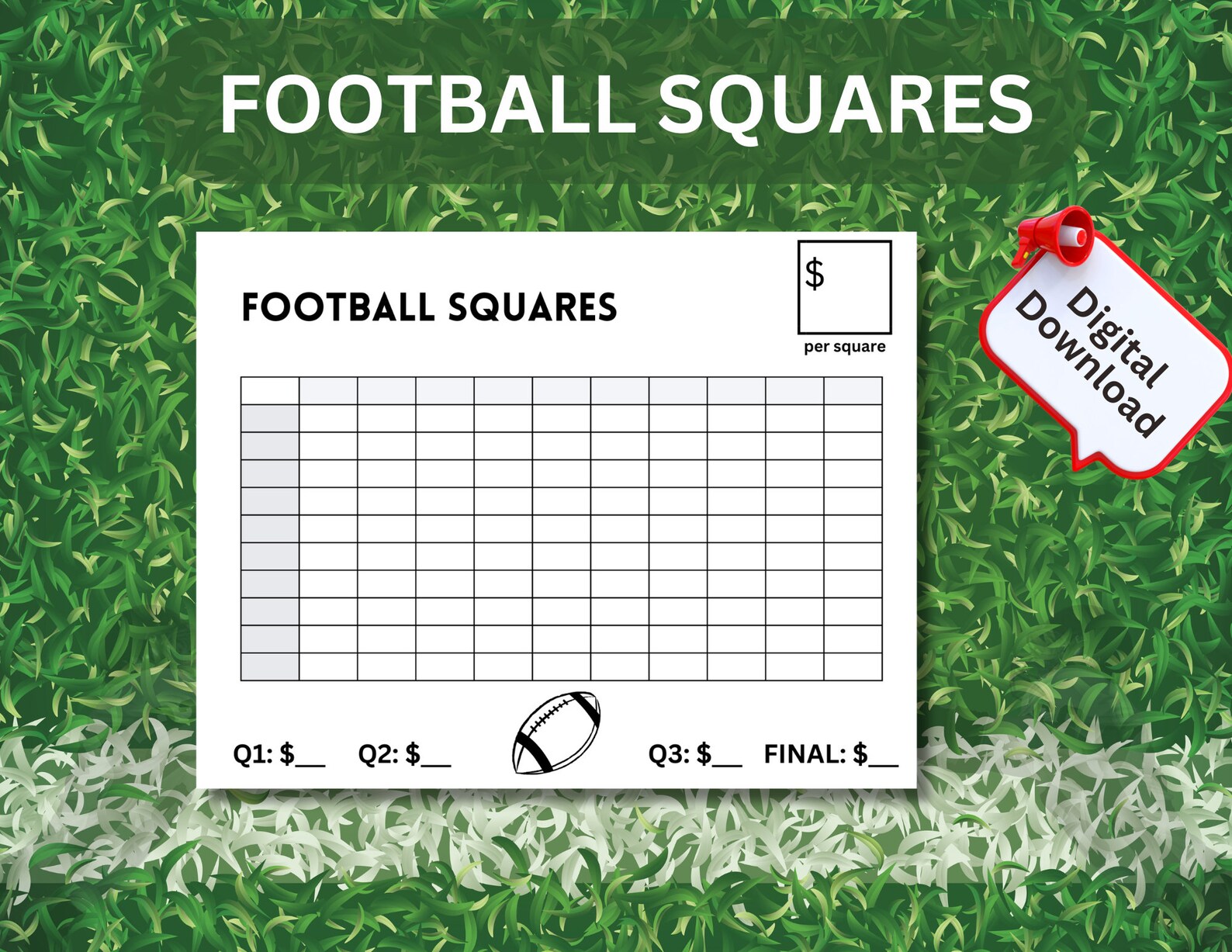 Fully Editable Printable Football Squares, Football Square Grid ...