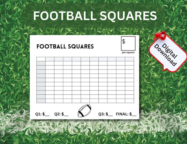 Fully Editable Printable Football Squares, Football Square Grid ...
