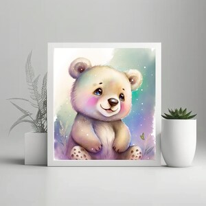 Bear Watercolor Clipart Nursery Decor Baby Bear Watercolor Cute Baby ...