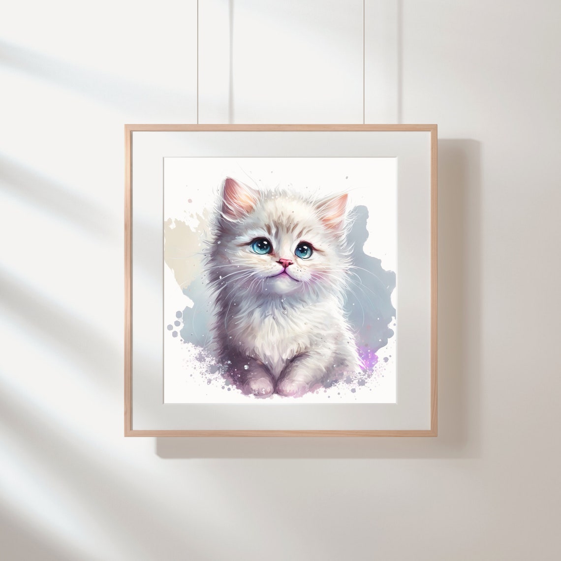 Cat Watercolor Clipart Nursery Decor Baby White Cat Watercolor Cute ...