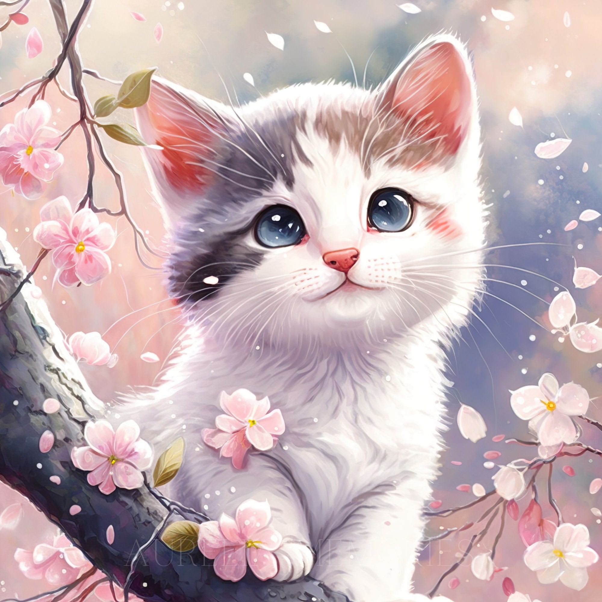 Japan Katze Aquarell Clipart Kinderzimmer Dekor Japan Baby Kätzchen ...