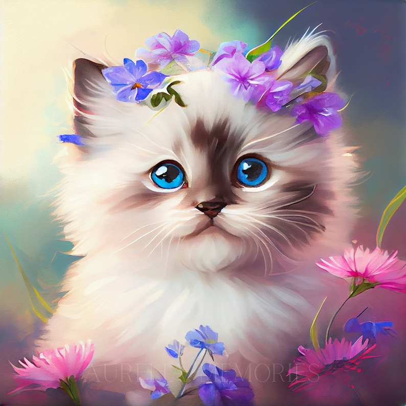 Cat Watercolor Clipart Nursery Decor White Baby Cat Watercolor Cute ...