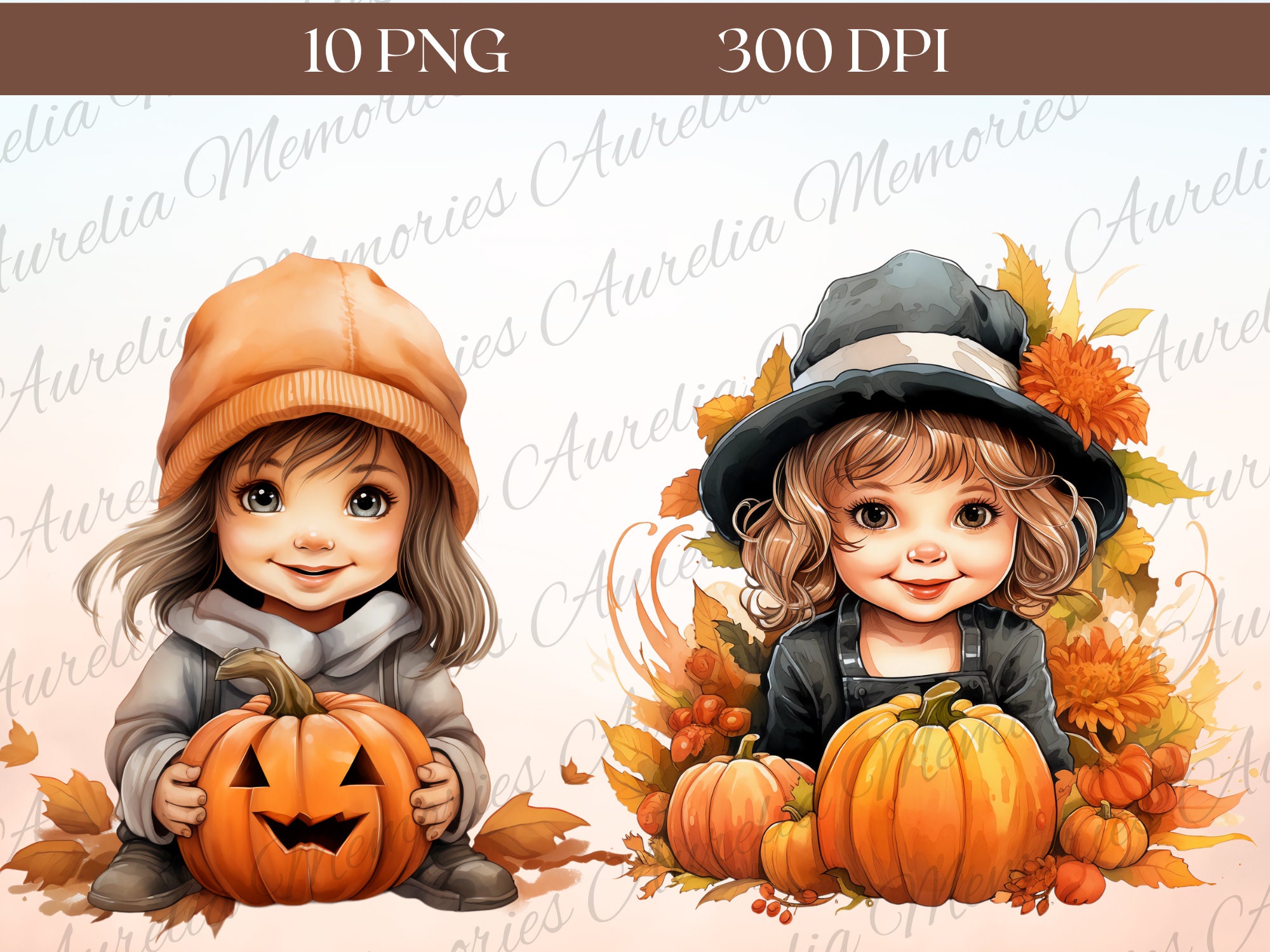 Cute Little Pumpkin Girls Clipart 10 PNG Files Fall Girls Clipart Girls ...