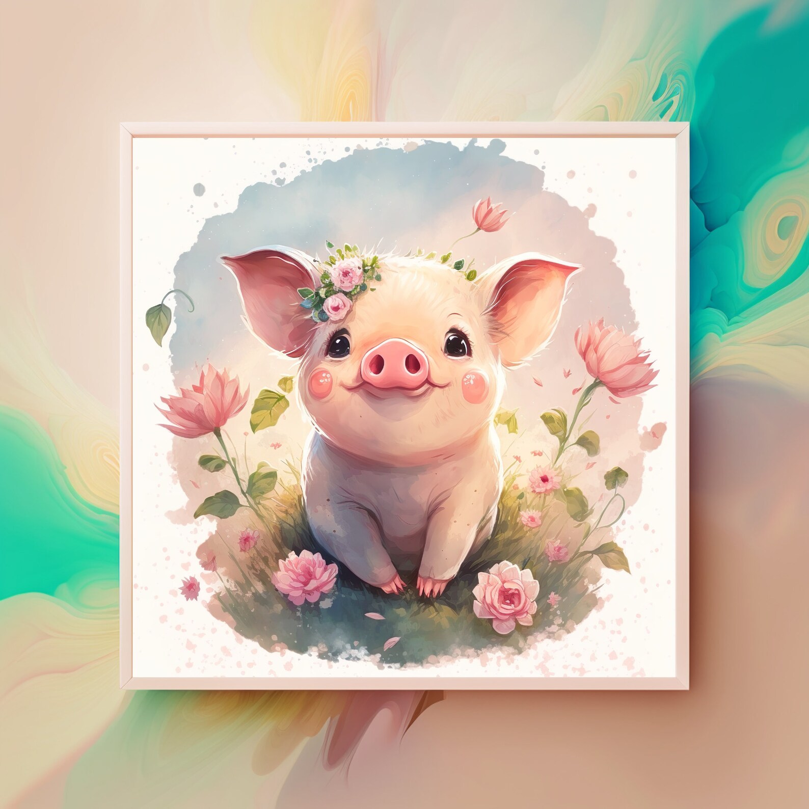 Pig Watercolor Clipart Nursery Decor Baby Pig Watercolor Cute Baby ...