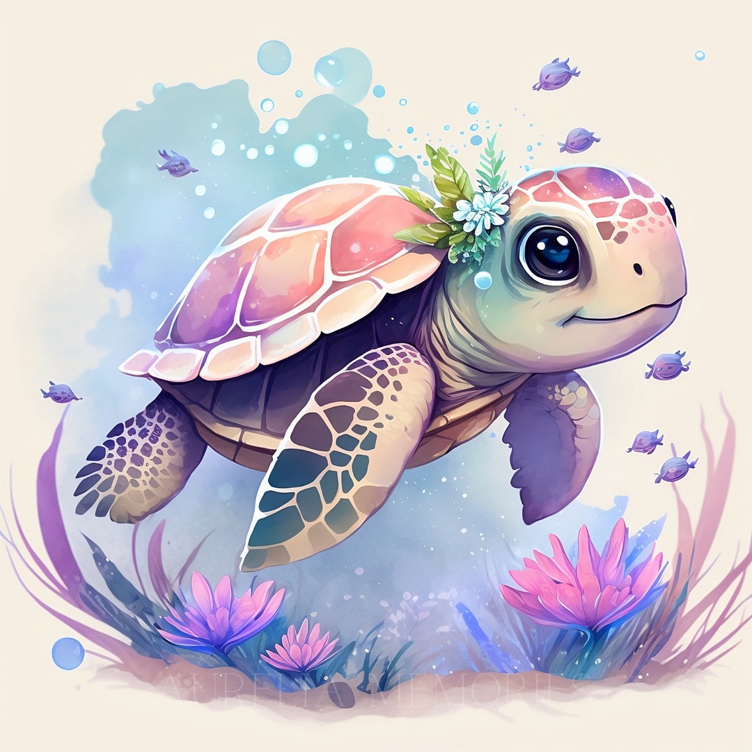 Turtle Watercolor Clipart Underwater World Watercolor Art Baby Turtle ...