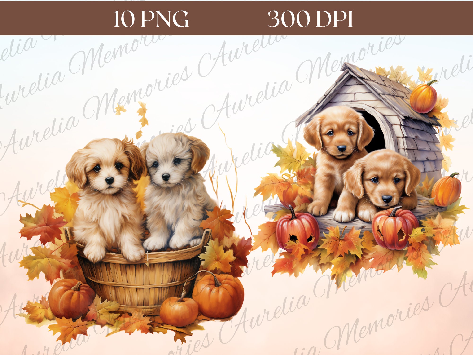 Watercolor Fall Dog Clipart 10 PNG Files Fall Puppy Clipart - Etsy