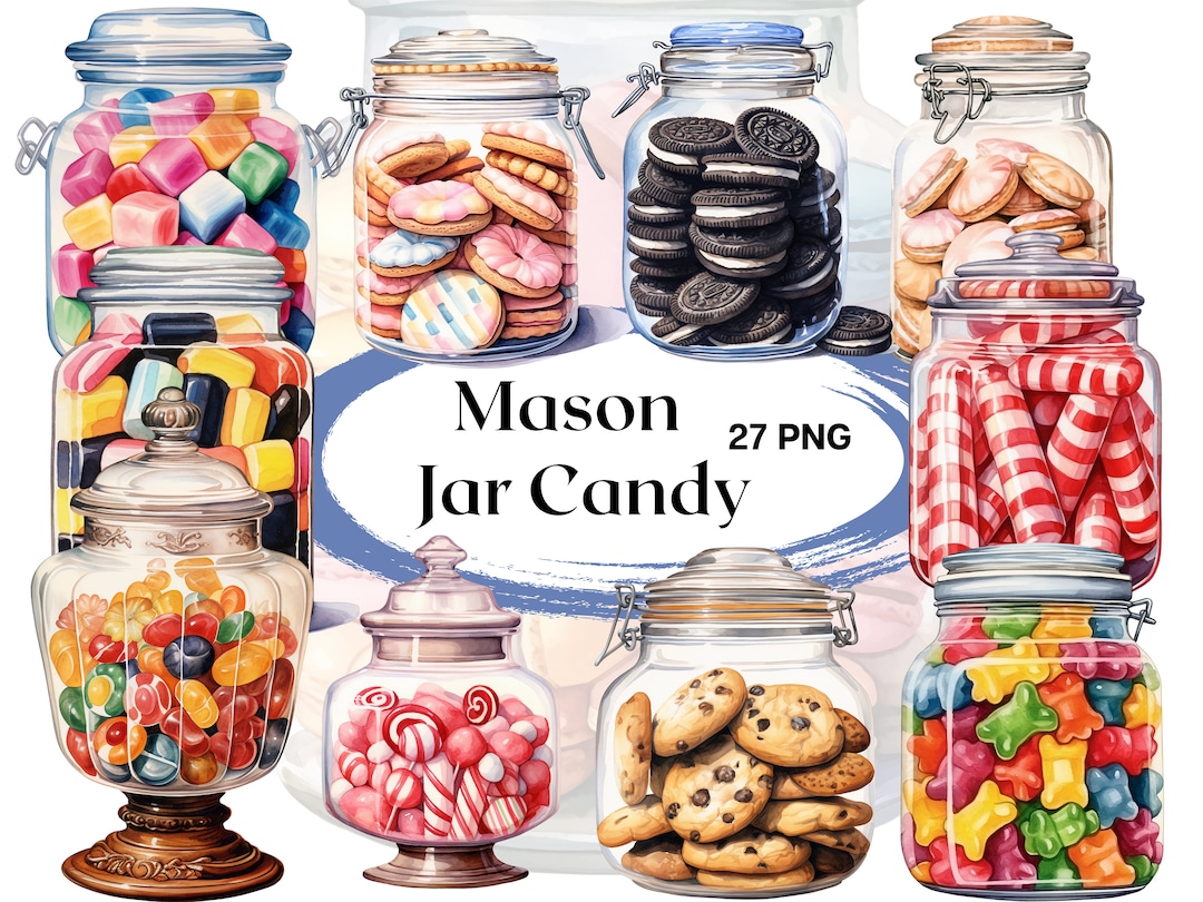Candy Jars Clipart 27 PNG Files Watercolor Sweets Sweet Dessert ...