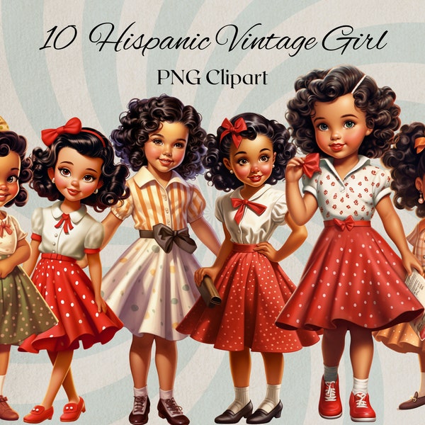 Hispanic Little Girl Clipart - Etsy