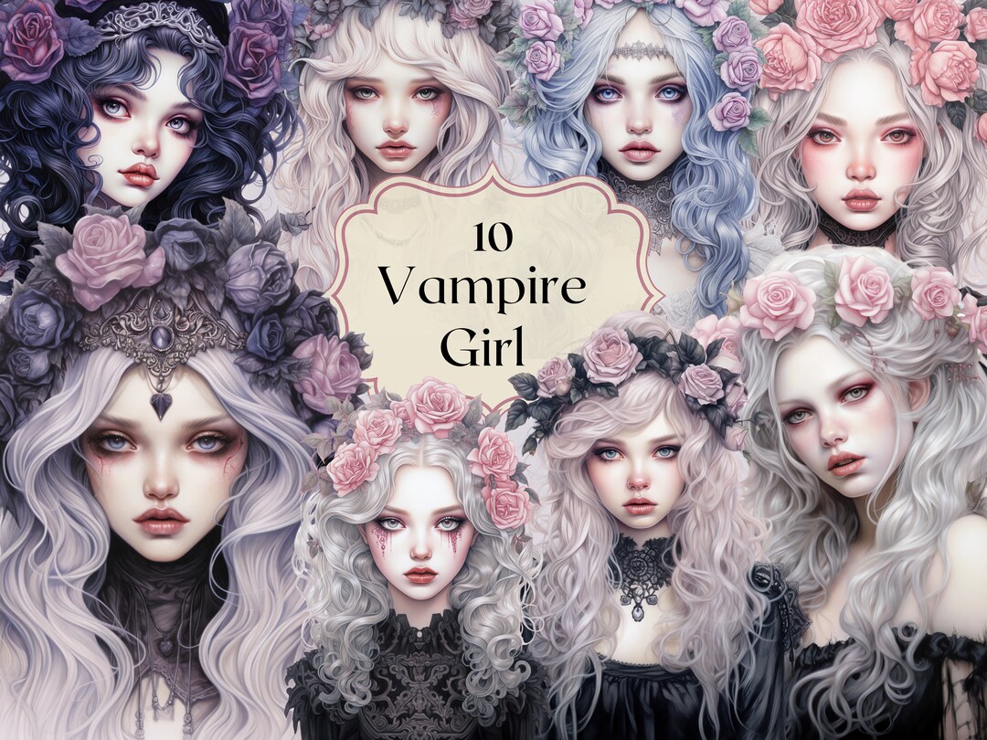 Watercolor Vampire Girl Clipart 10 PNG Files Halloween Clipart Fantasy ...