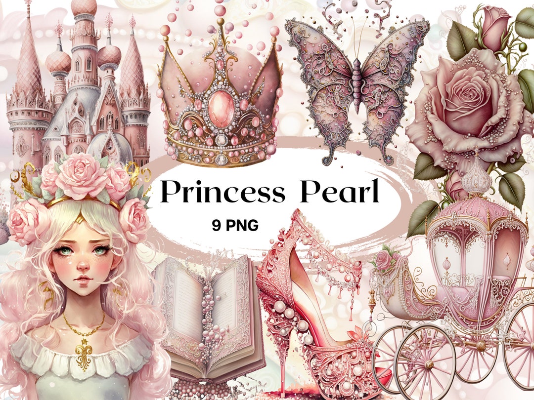 Princess Pearls Watercolor Clipart-9 High Quality PNG Files-pastel ...