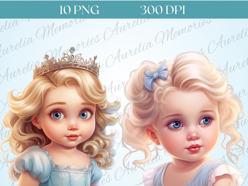 Cute Little Princess Clipart 10 PNG Files Watercolor Princess Clipart ...