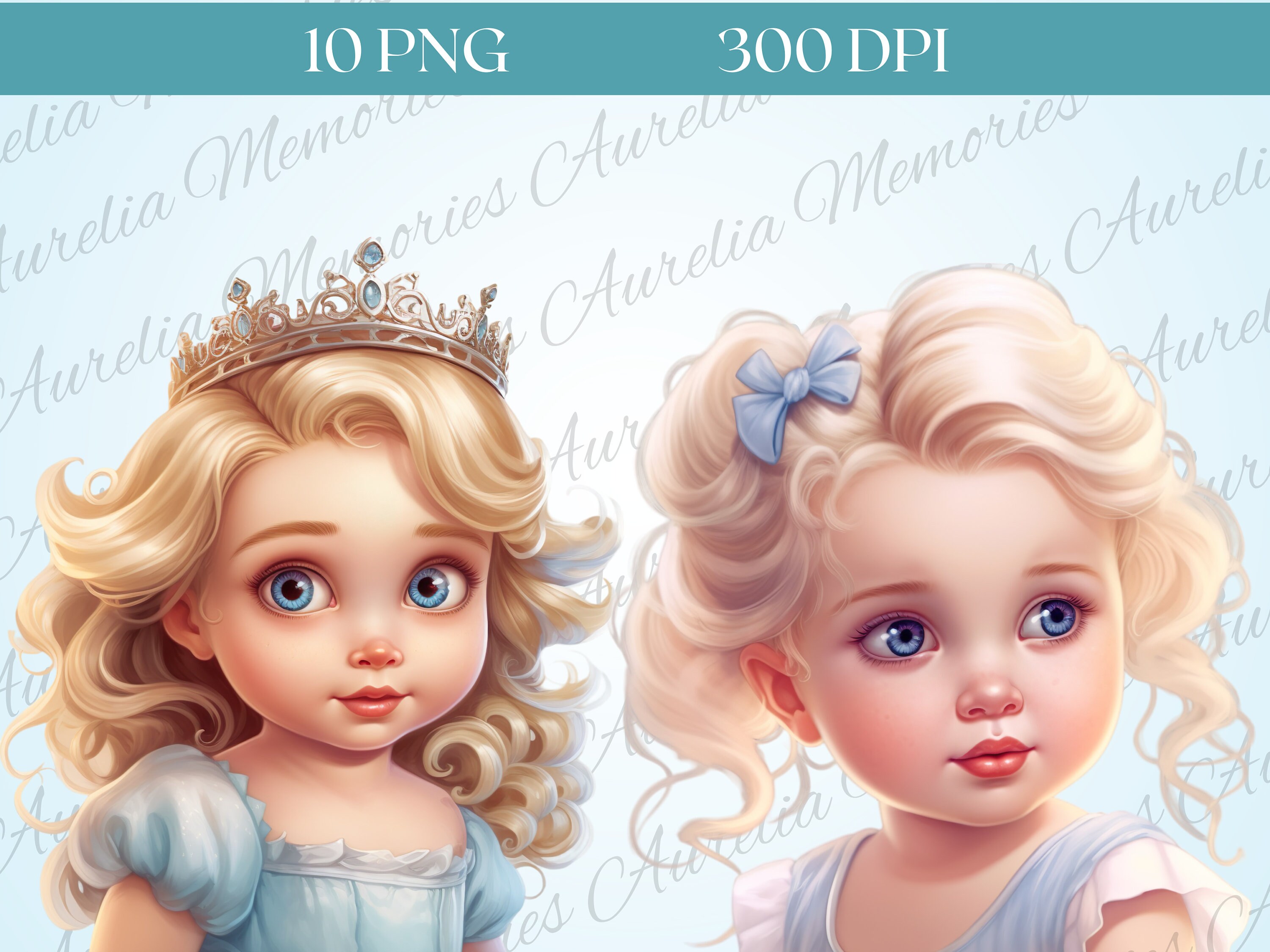 Cute Little Princess Clipart 10 PNG Files Watercolor Princess Clipart ...