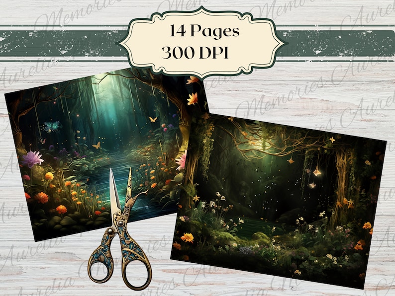 Fairytale Forest Digital Paper Green Forest Scrapbooking Paper Fantasy ...