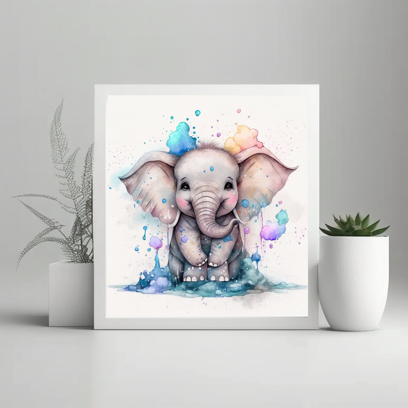 Elephant Watercolor Clipart Nursery Decor Baby Elephant Watercolor Cute ...