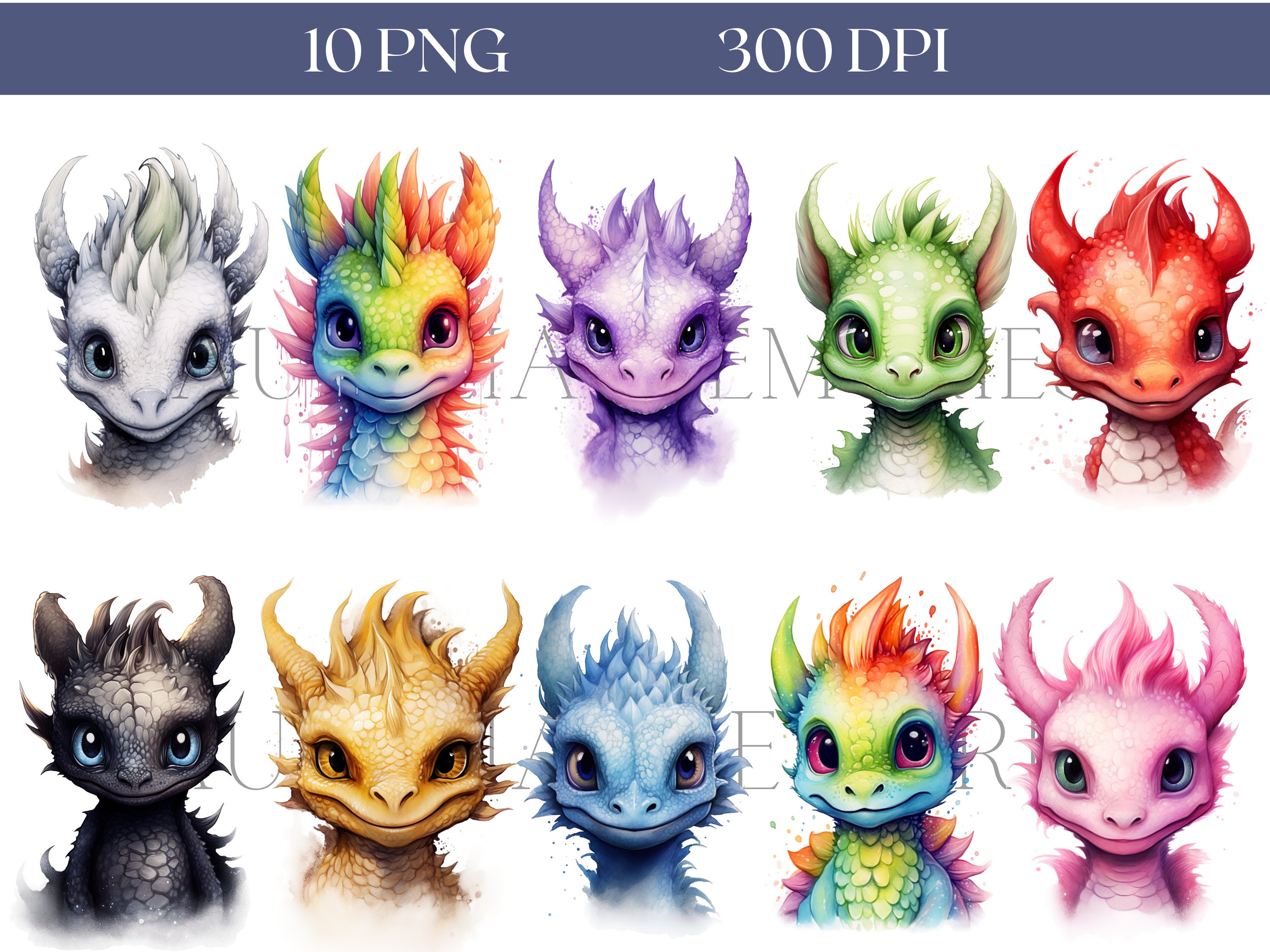 Colorful Fantasy Dragon Clipart 10 PNG Files Rainbow Dragon Png Fantasy ...