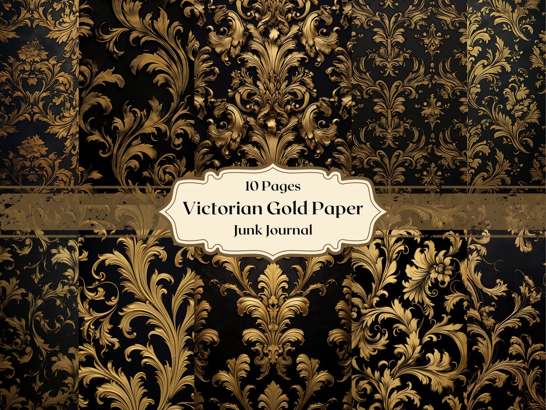 Victorian Black Gold Digital Paper Gold Ornaments Scrapbooking Paper ...