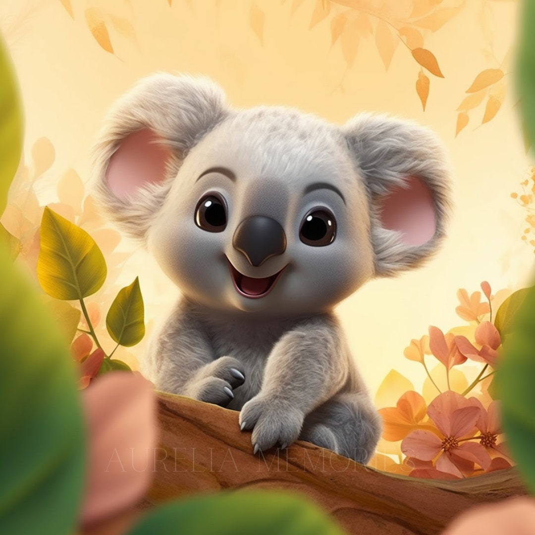 Cute Koala Clipart Nursery Decor Baby Koala Sweet Baby Animal Flowers ...