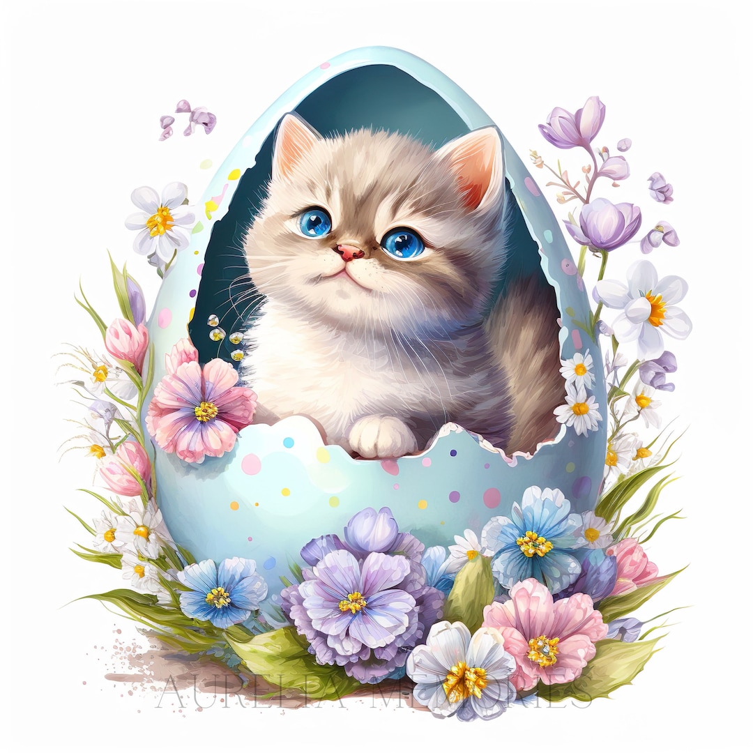 Cat Watercolor Clipart Nursery Decor Baby Cat Watercolor Cute Baby ...