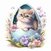 Cat Watercolor Clipart Nursery Decor Baby Cat Watercolor Cute Baby ...
