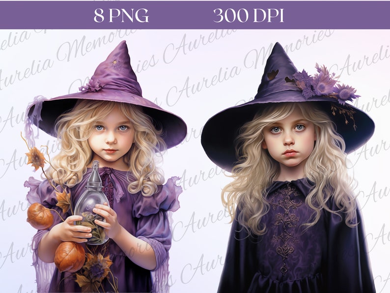 Little Purple Witch Clipart 8 PNG Files Little Witch Clipart Magical ...