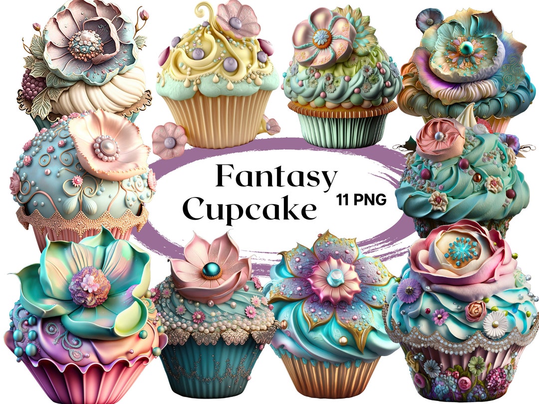 Fantasy Cupcake Clipart 11 PNG Files Rainbow Birthday Cake Png Fantasy ...