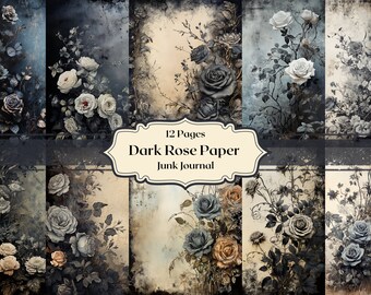 Gothic Roses Digital Paper Watercolor Roses Scrapbooking - Etsy