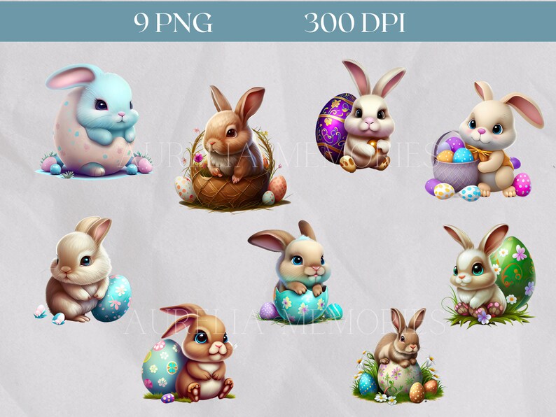Bunny Clipart 9 PNG Files Animal Cute Bunnies Clipart Easter Clipart ...