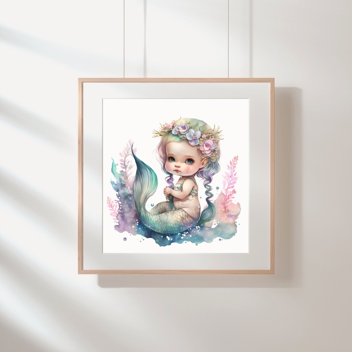 Mermaid Watercolor Clipart Nursery Decor Cute Mermaid Watercolor ...