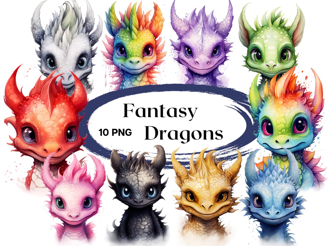 Colorful Fantasy Dragon Clipart 10 PNG Files Rainbow Dragon Png Fantasy ...