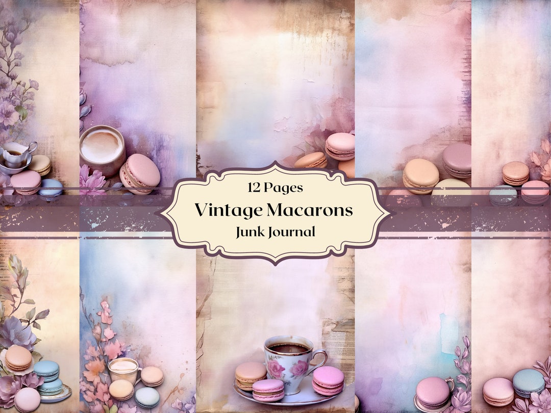 Vintage Macarons Digital Paper Printable Old Paper Scrapbook Paper ...